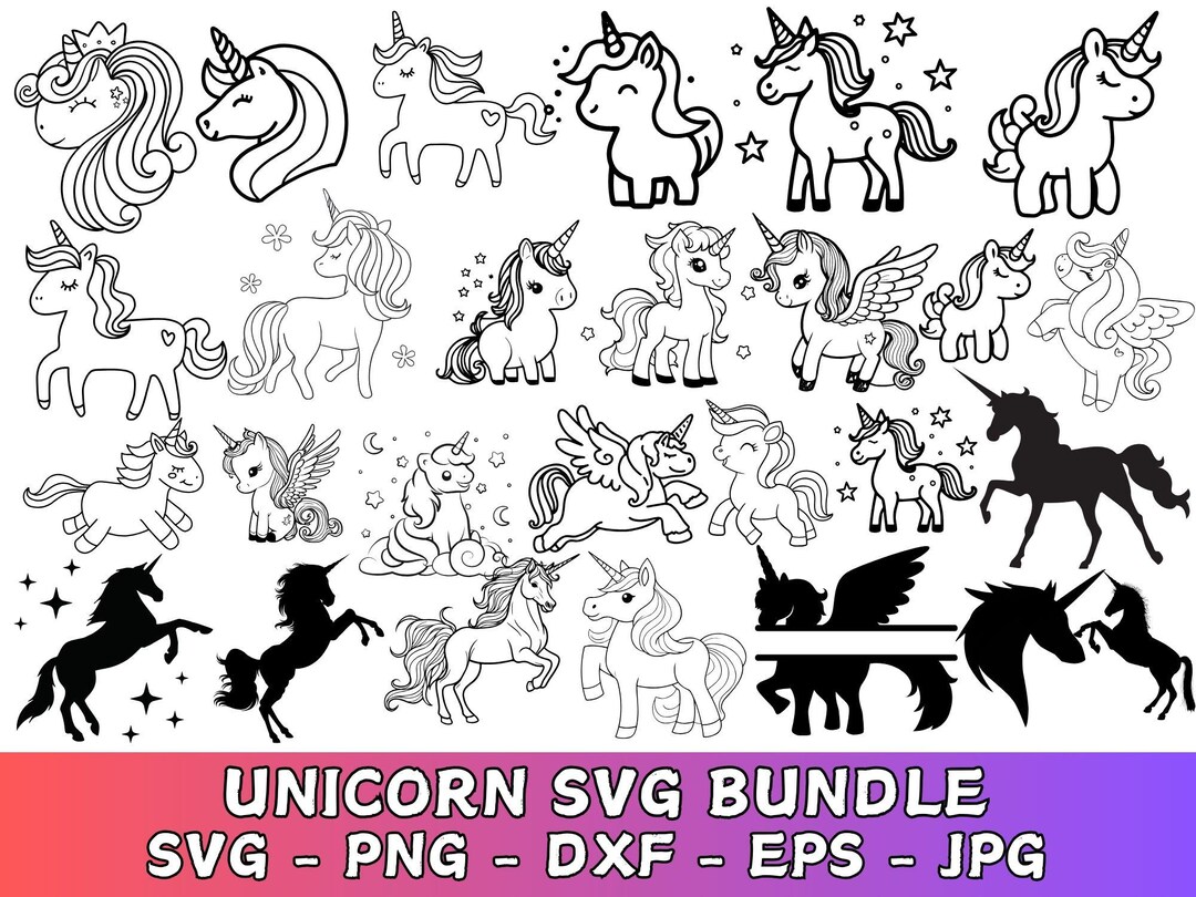 UNICORN BUNDLE SVG Cute Unicorn Svg Unicorn Birthday Unicorn Monogram ...