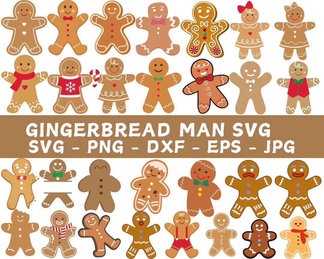 Gingerbread Man SVG Bundle: Christmas Cut Files (digital Download) - Etsy