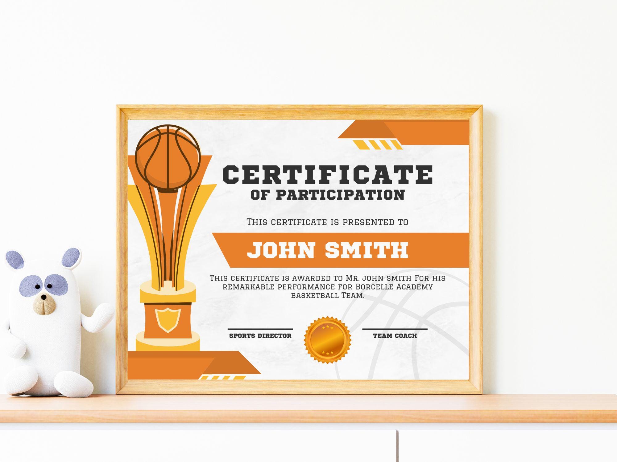 Basketball Awards, Editable Certificate Canva Template, Team Party ...