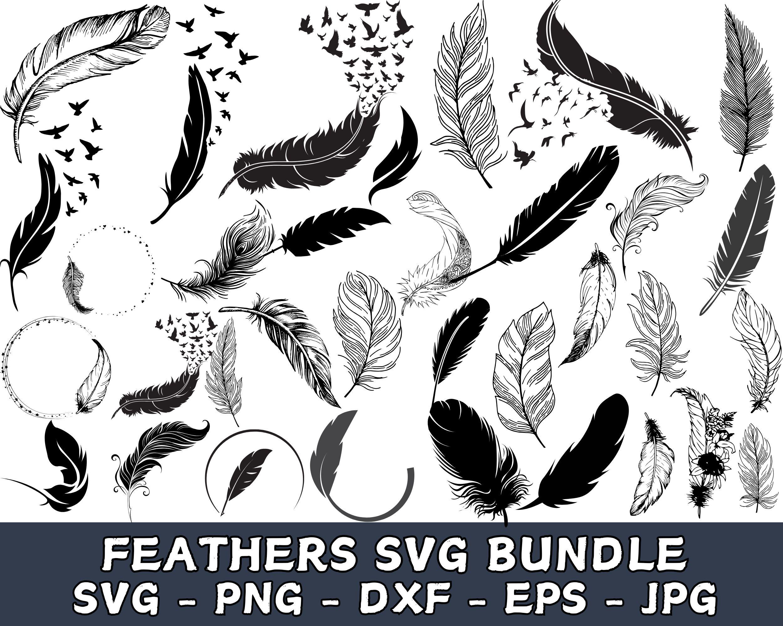 Feather Birds Svg, Feather Svg Bundle, Flying Birds Feather Svg ...