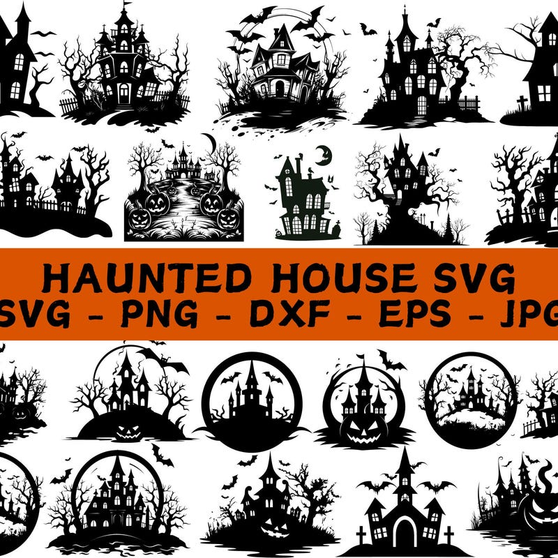 Haunted House Svg - Etsy