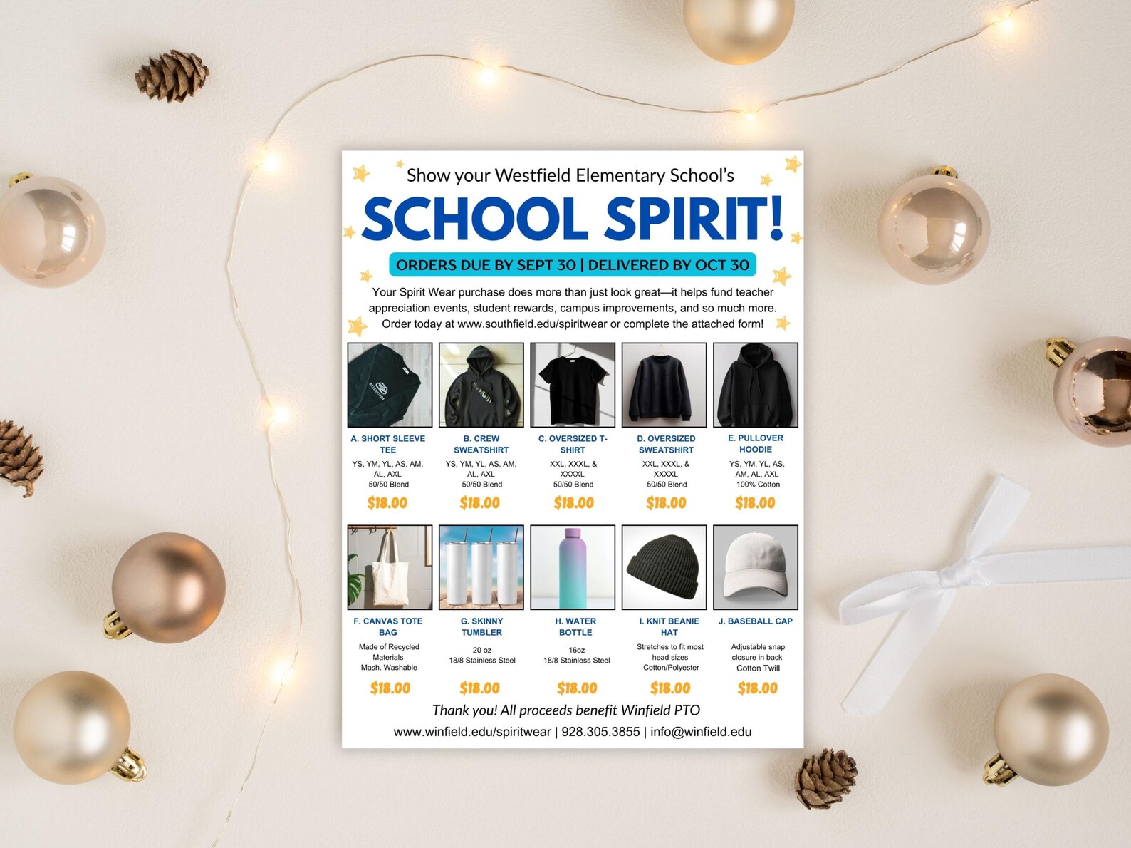 Editable Spirit Wear Order Form Template: PTA PTO Fundraiser Flyer ...