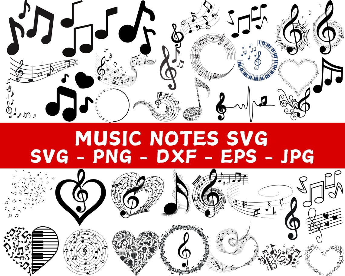 Music Notes SVG Bundle: Vector Clipart, Cut Files (digital Download) - Etsy