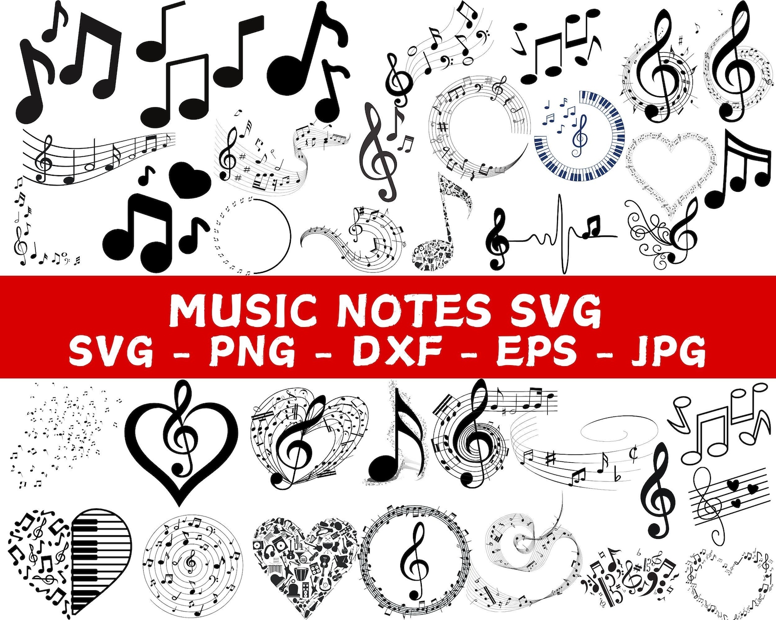 MUSIC NOTES SVG, Music Notes Bundle Svg, Music Notes Clipart , Music ...