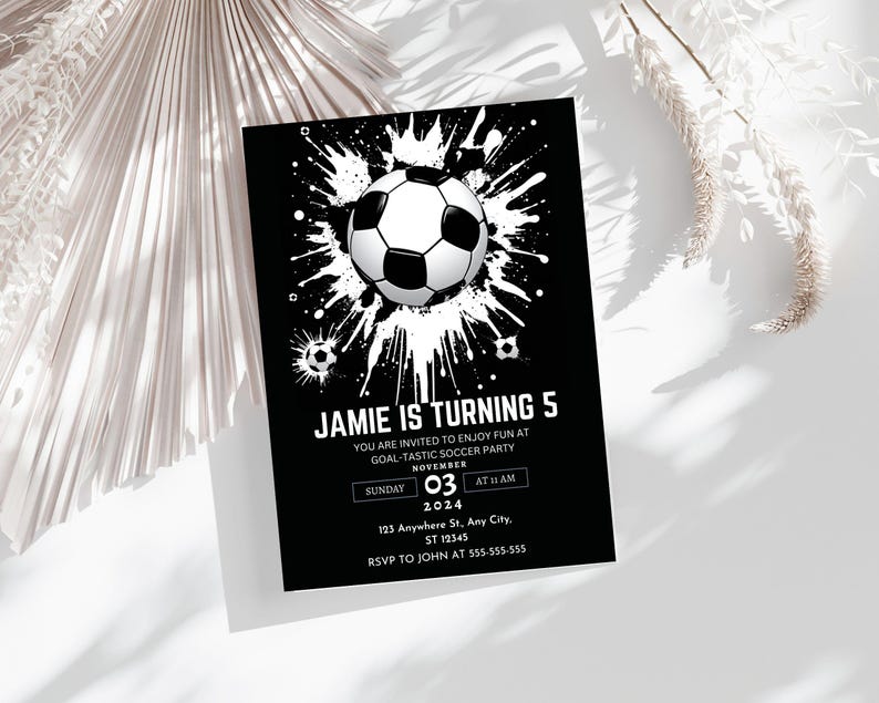 Editable Soccer Birthday Invitation Template, Printable Birthday Party ...