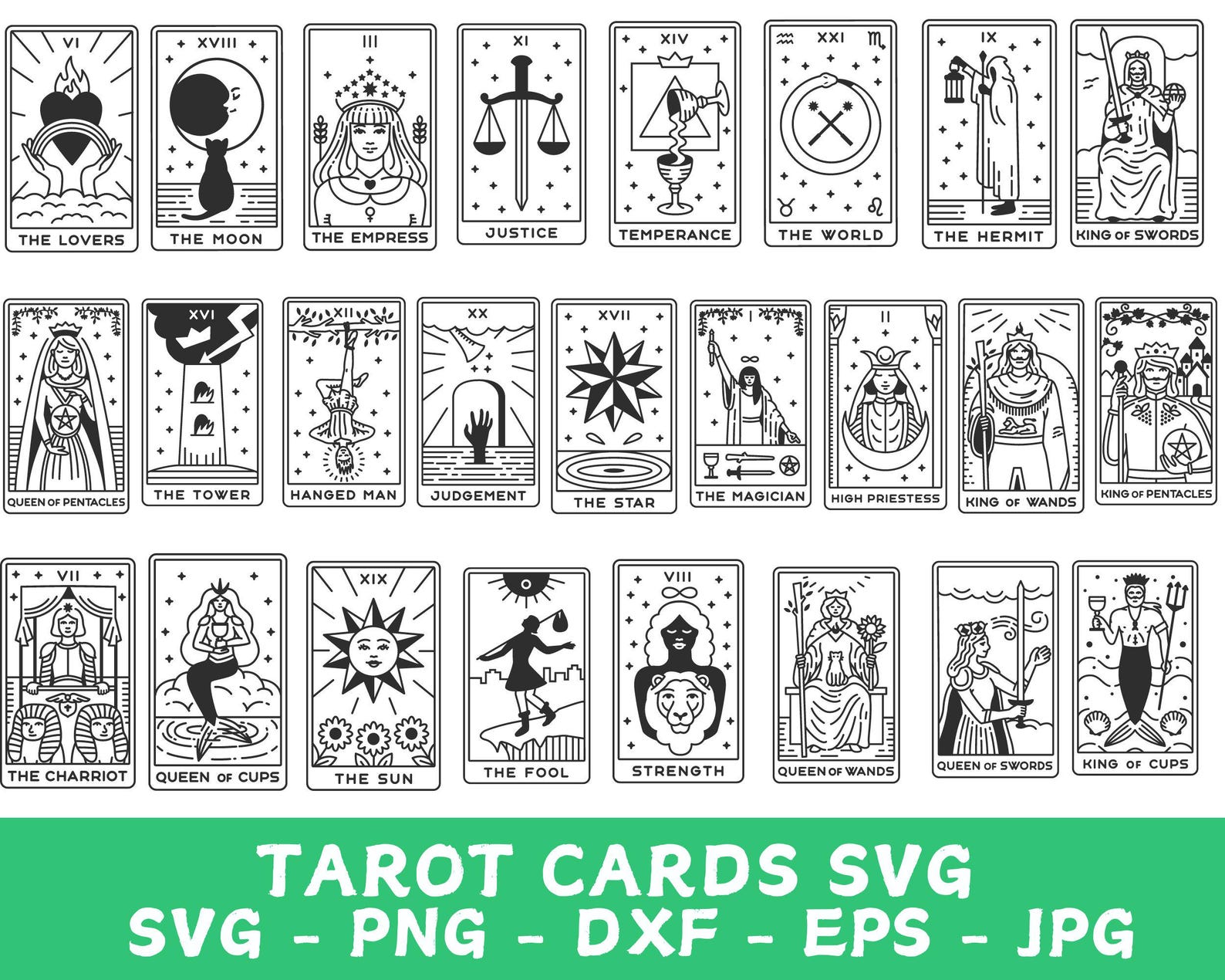 Tarot Cards Svg, Witch Tarot Svg, Major Arcana Svg, Celestial Tarot Svg ...