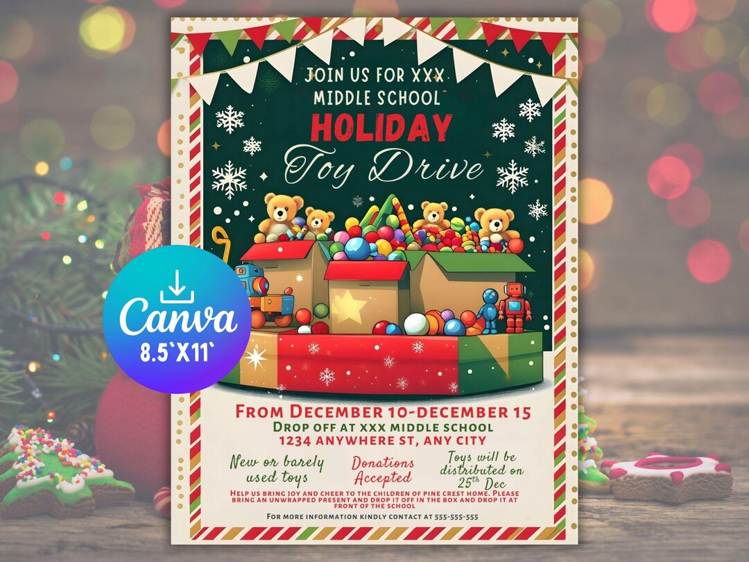 Editable Holiday Toy Drive Flyer Template (digital Download) - Etsy