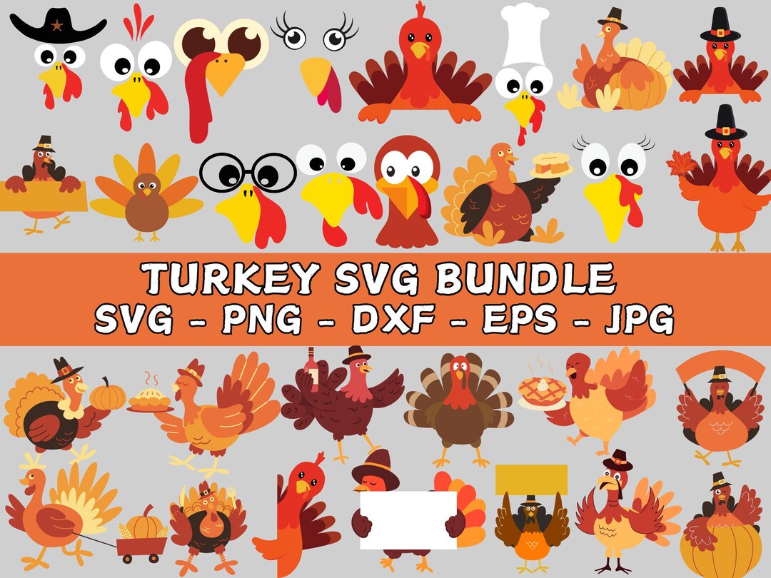Turkey Face Svg, Turkey Face Bundle, Turkey Face Clipart, Turkey Cut ...