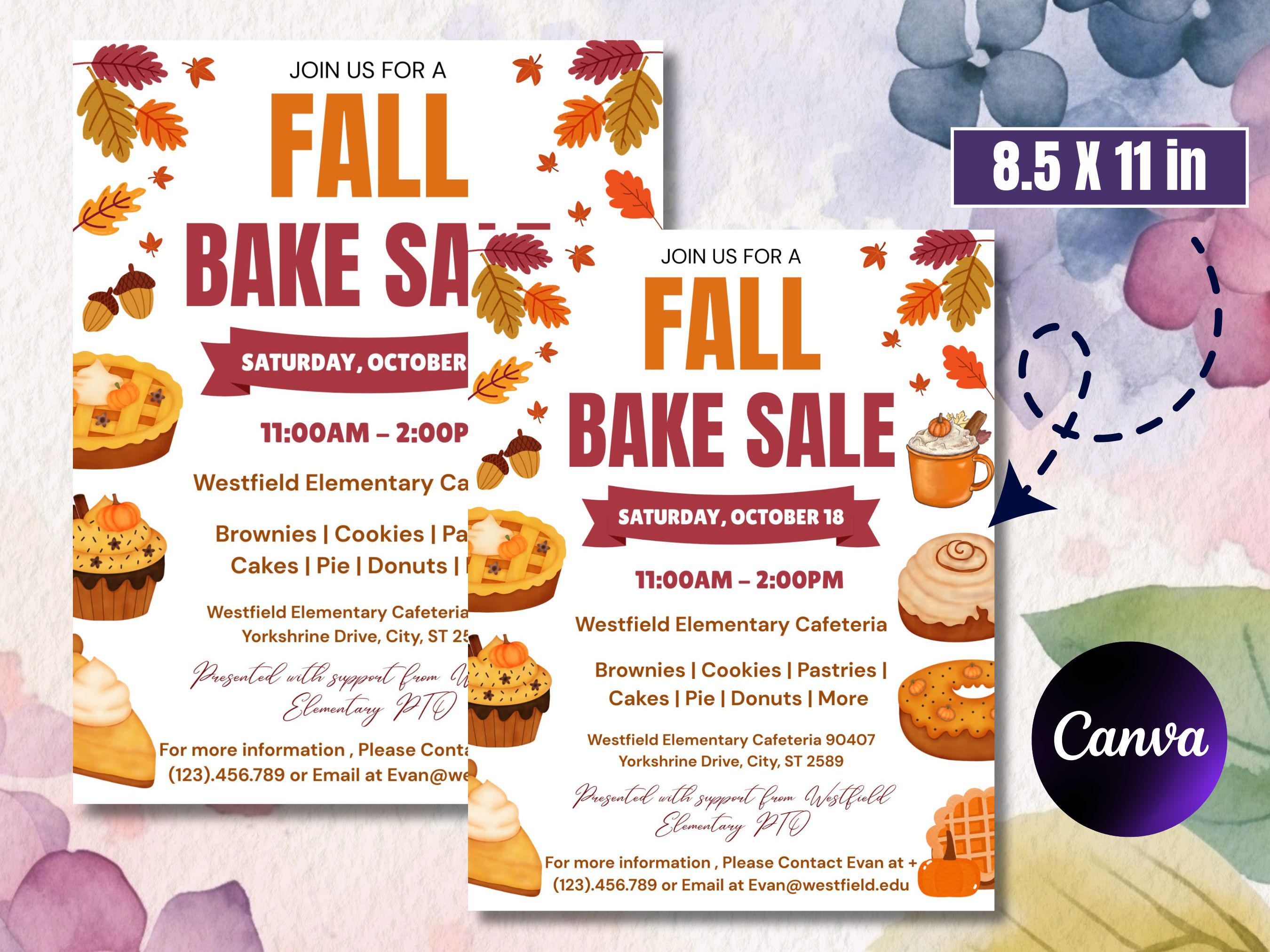 Editable Fall Bake Sale Flyer Template (digital Download) - Etsy