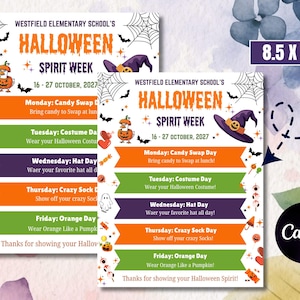 Editable Halloween Spirit Week Flyer: School Events Itinerary (canva ...