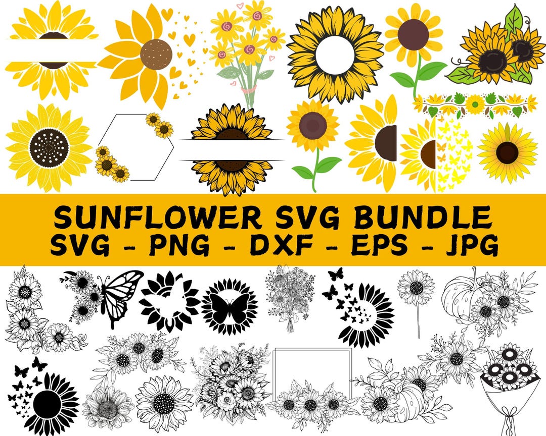 Sunflower SVG, Sunflower Cricut, Sunflower Clipart, Sunflower Cut File ...