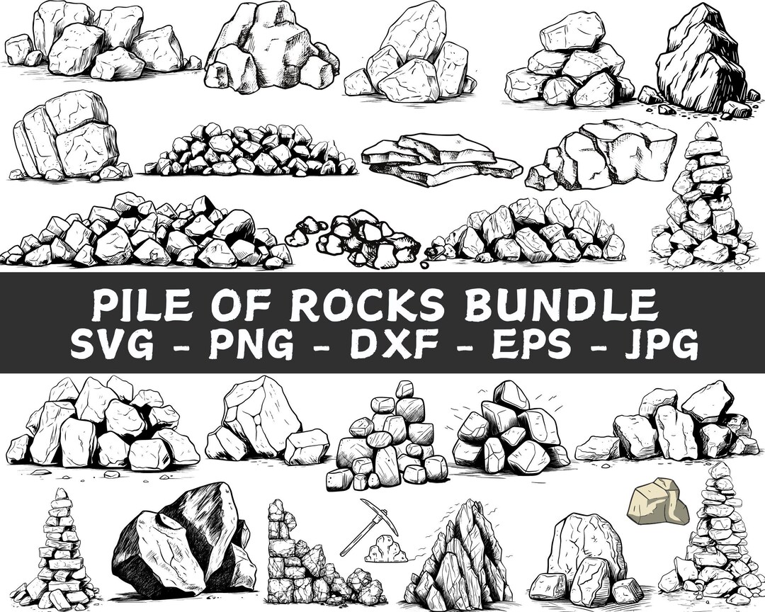 Pile of Stones SVG Bundle, Pile of Rocks Svg,pile of Stones Dxf,pile of ...