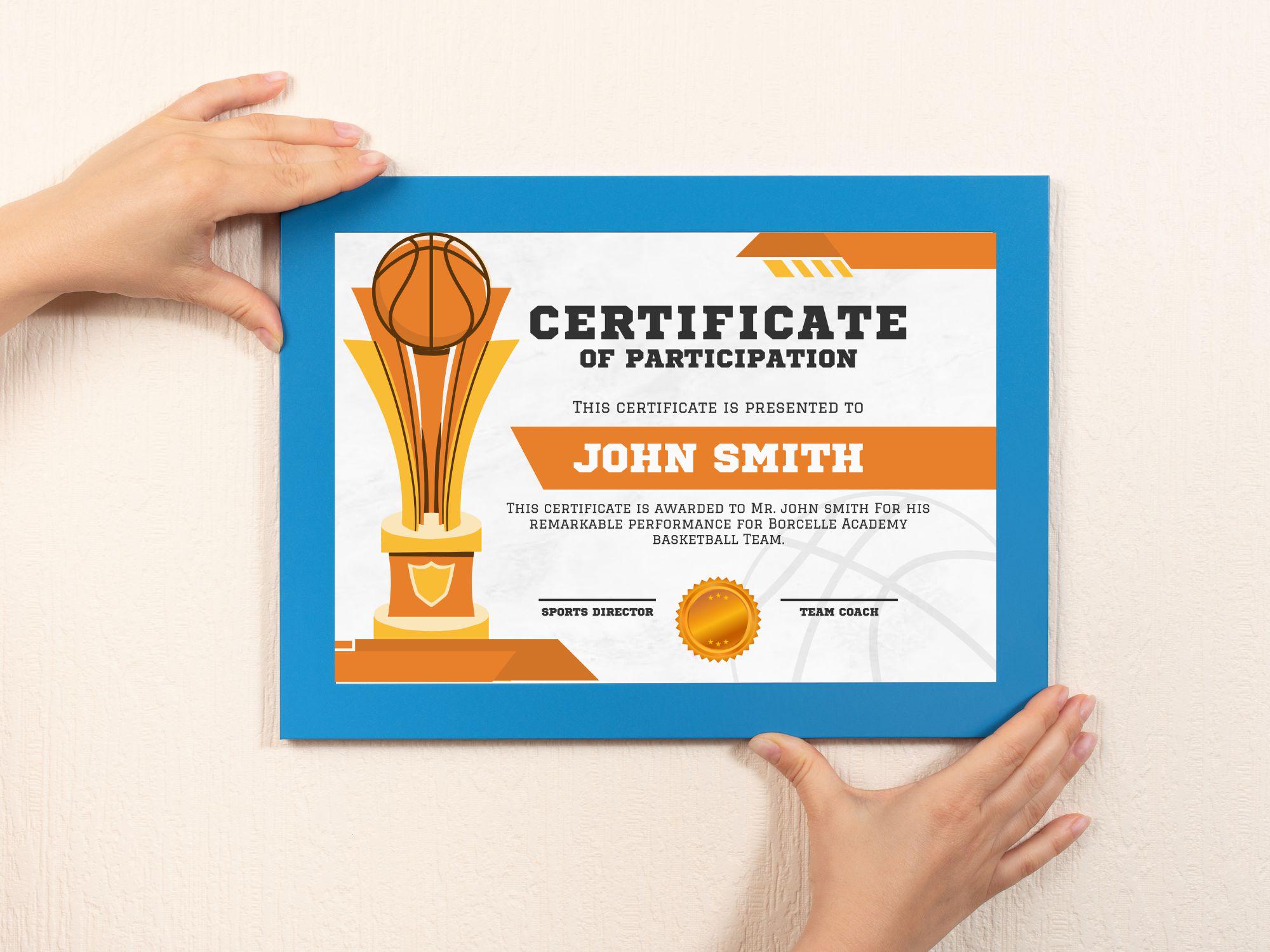Basketball Awards, Editable Certificate Canva Template, Team Party ...
