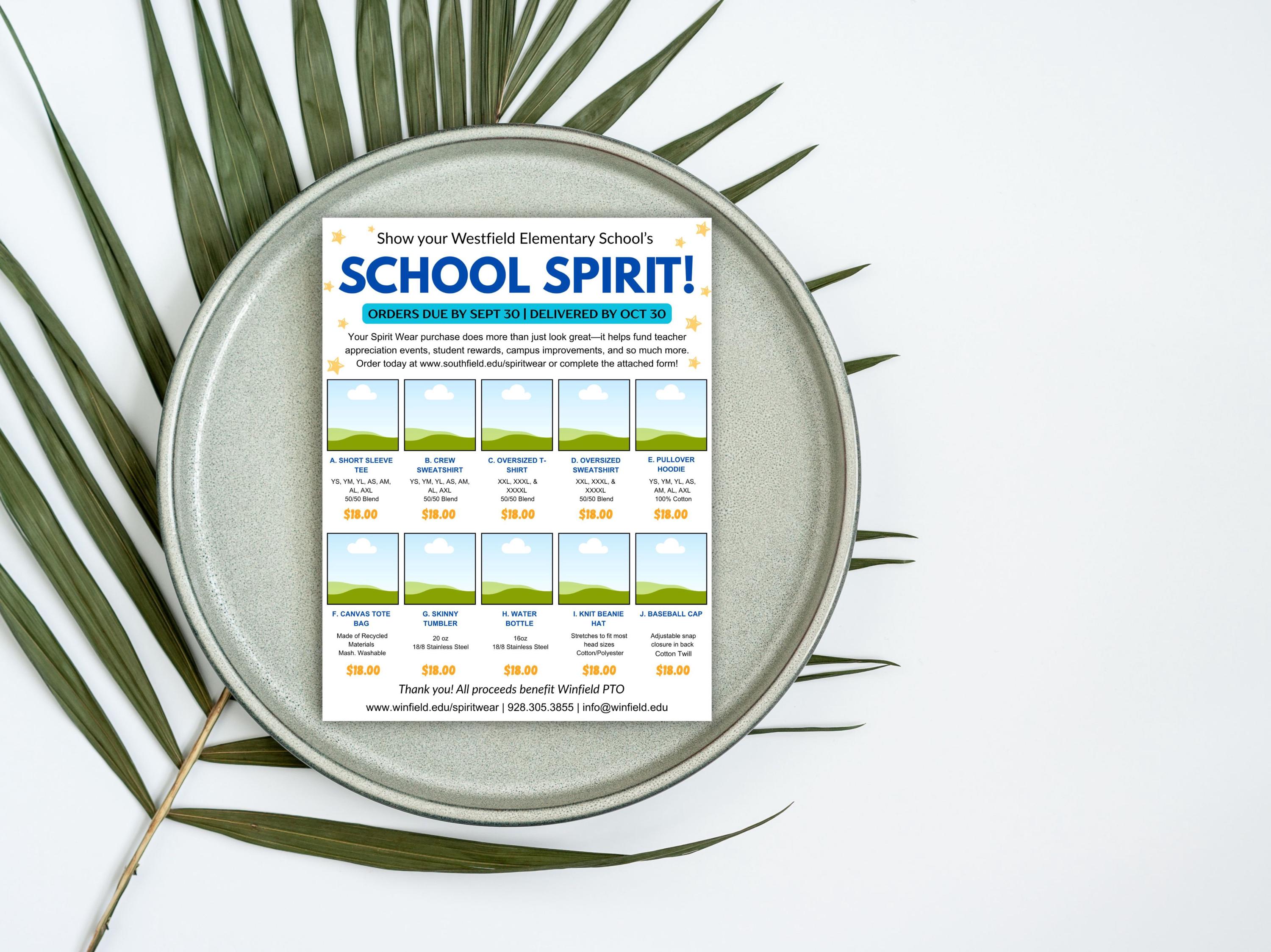 Editable Spirit Wear Order Form Template: PTA PTO Fundraiser Flyer ...