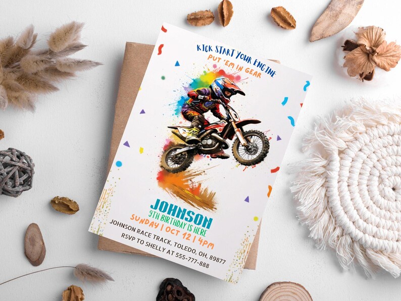 Editable Dirt Bike Birthday Invitation, Motocross Racing Template, Dirt ...
