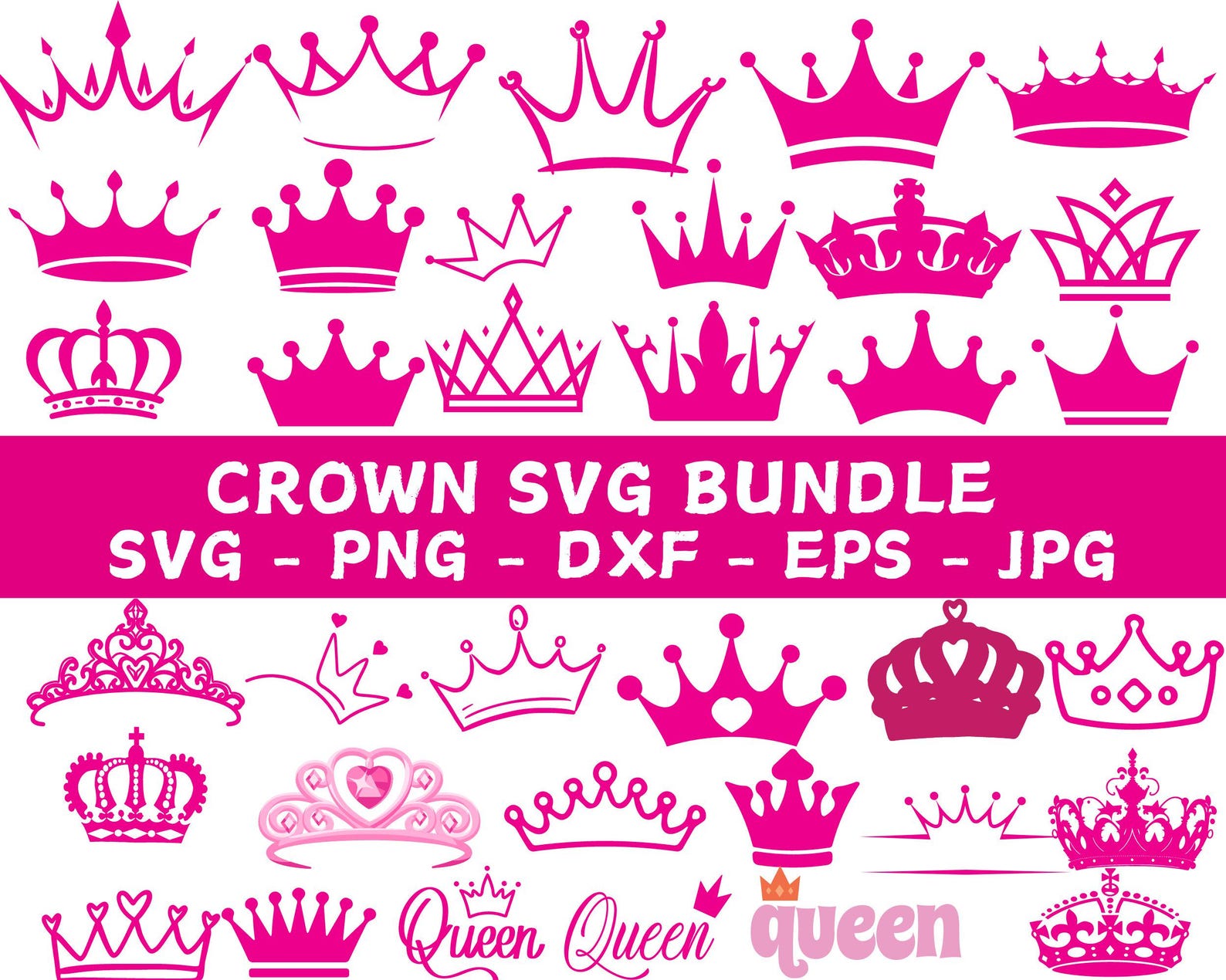 Royal Crown SVG Bundle: Princess, Queen, King Tiara (cut Files) - Etsy
