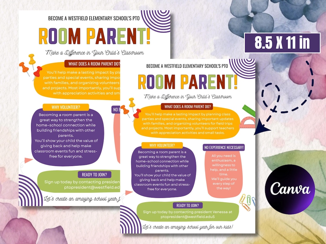 Editable Room Parent Flyer Template: PTO/PTA Volunteer Recruitment ...
