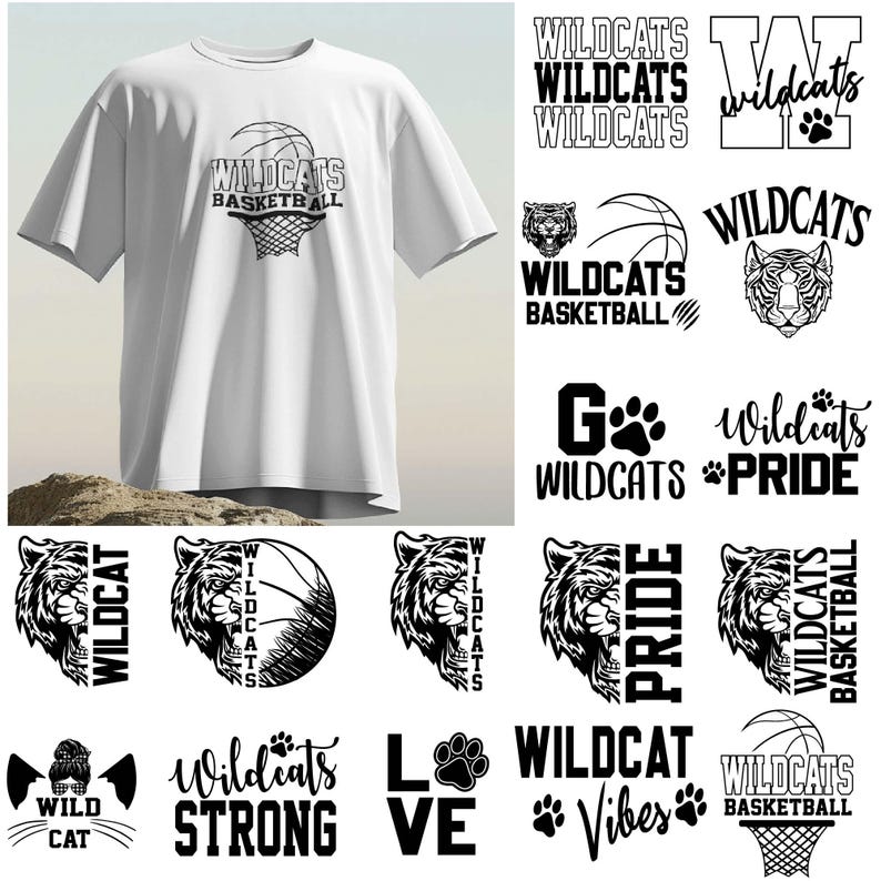 Wildcats SVG Bundle: Basketball, Tiger, Paw Print (digital Files) - Etsy