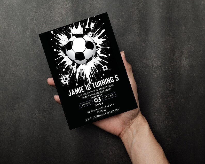 Editable Soccer Birthday Invitation Template, Printable Birthday Party ...