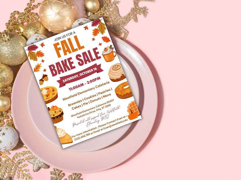 Editable Fall Bake Sale Flyer Template, Autumn Baking Fundraiser ...