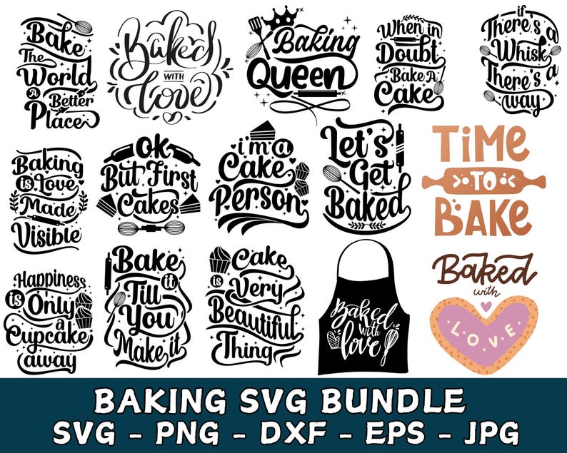 Baking Svg Bundle, Kitchen SVG Bundle, Baking Svg, Baking Quotes, Pies ...