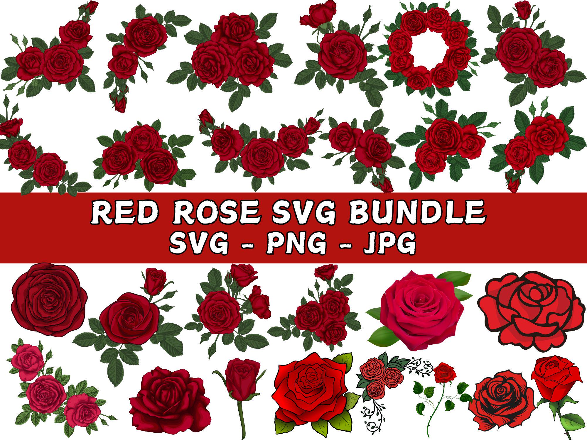 Red Rose Clipart | Red Rose Svg | Rose Svg Bundle | Red Rose Png ...