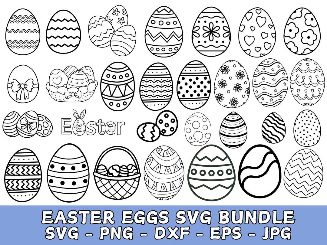 Easter Egg SVG Bundle, Egg Clipart, Happy Easter, Spring, Rabbit, Bunny ...