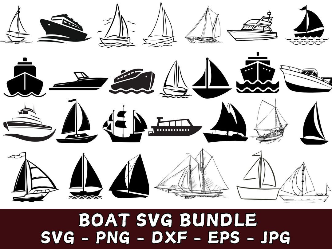 Boat SVG Bundle, Sail Boat Svg, Ship Svg, Speedboat Svg, Cruise Ship ...