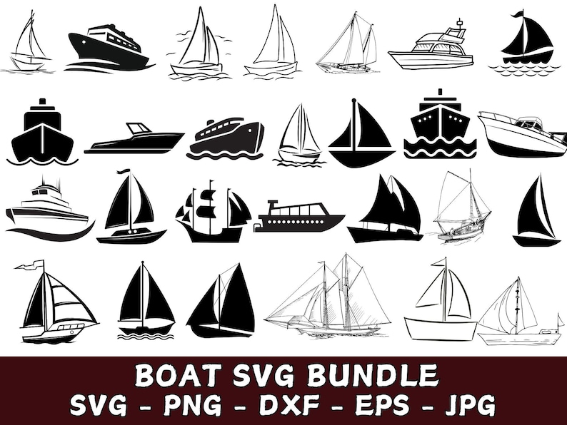 Boat SVG Bundle, Sail Boat Svg, Ship Svg, Speedboat Svg, Cruise Ship ...