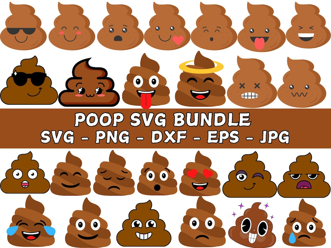 Poop Emoji Svg, Poop Emoji Svg Bundle, Poop Clipart, Layered Poop Emoji ...