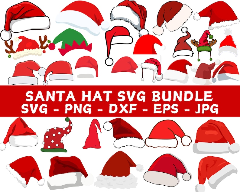Santa Hat SVG Bundle: Christmas Cut Files (digital Download) - Etsy