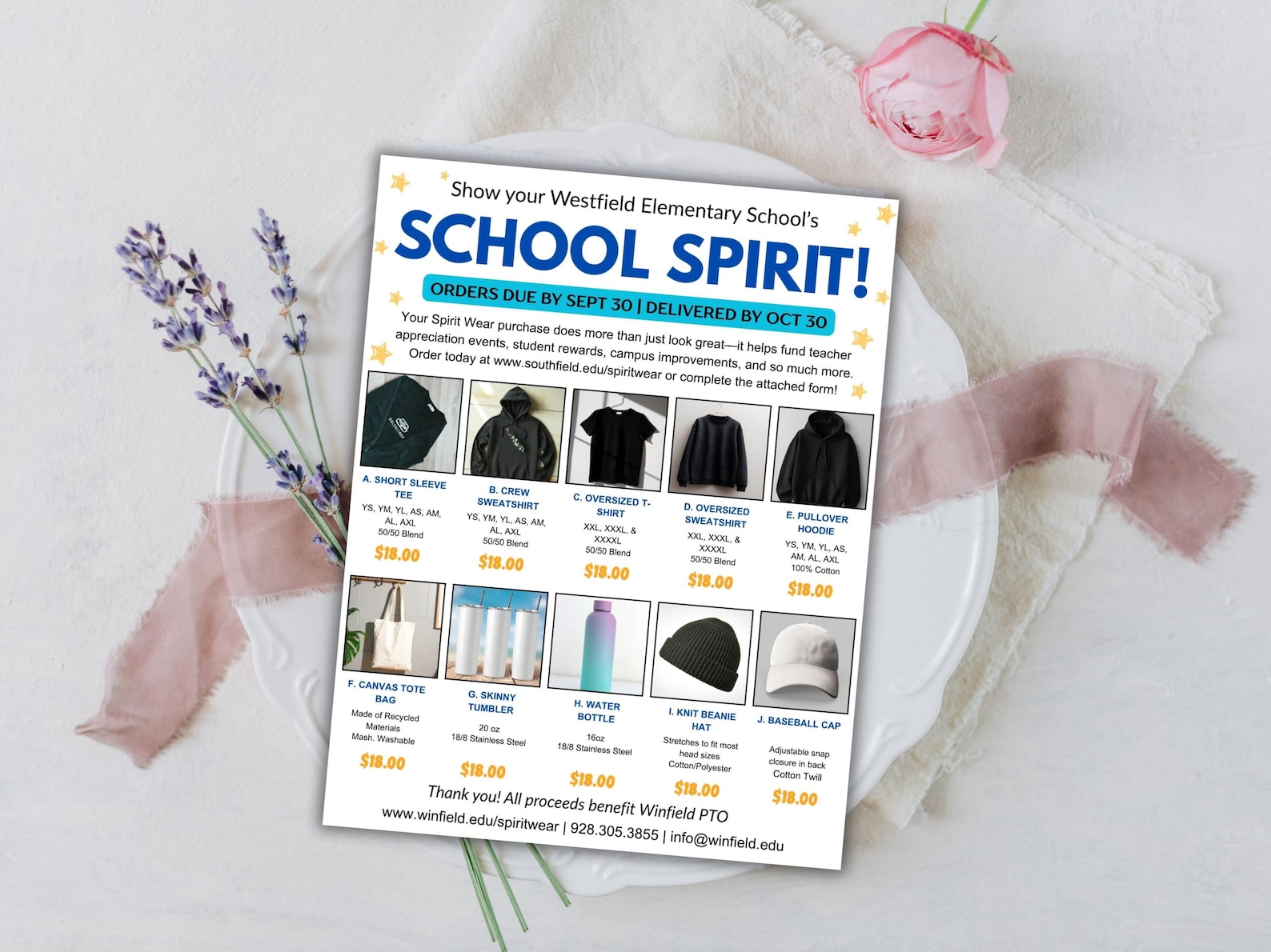 Editable Spirit Wear Order Form Template: PTA PTO Fundraiser Flyer ...