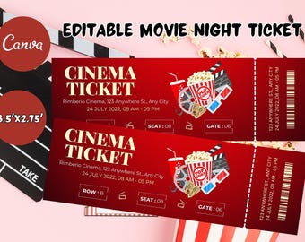 Editable Movie Night Ticket Template (digital Download) - Etsy