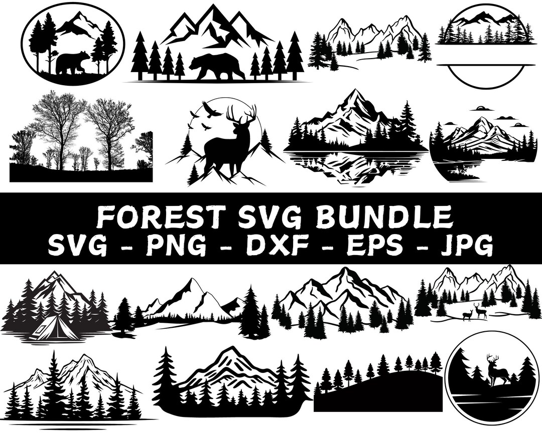 Mountain Forest SVG Bundle, Forest Tree Svg, Forest Svg, Palm Tree Svg ...