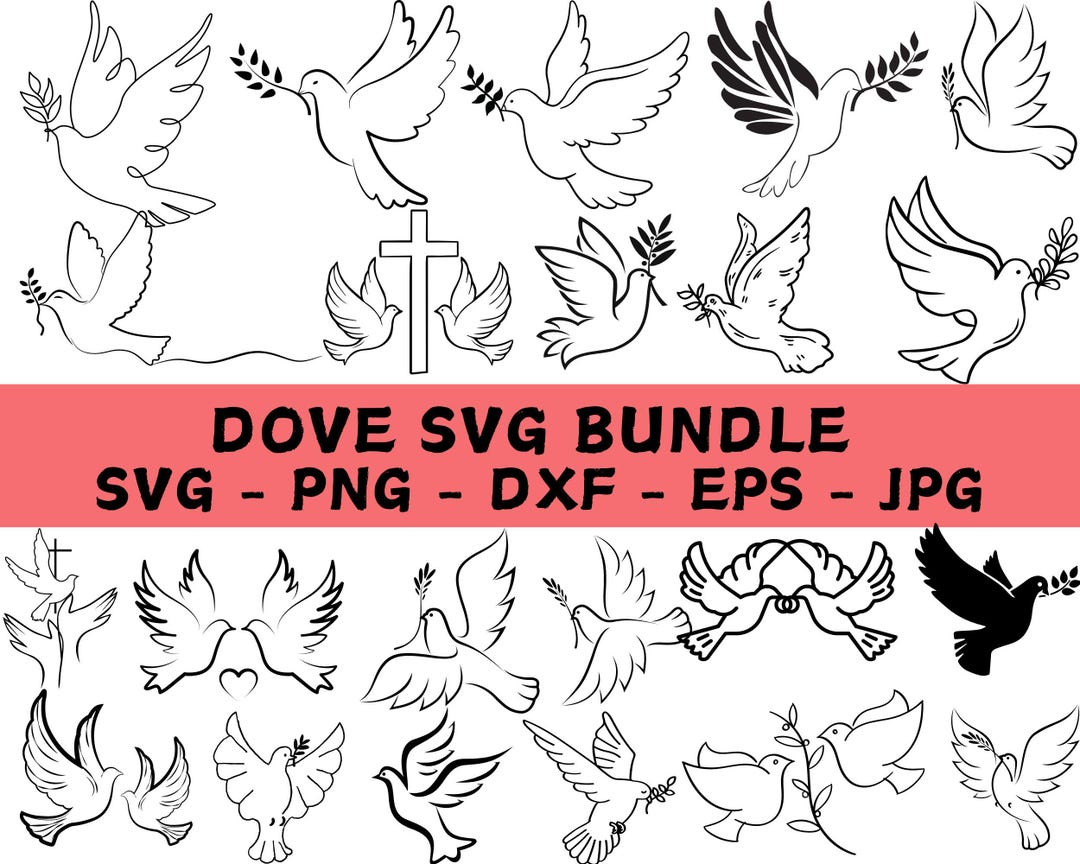 Dove SVG Bundle, Dove PNG Bundle, Dove Clipart, Pigeon SVG Cut Files for Cricut, Wedding Doves ...