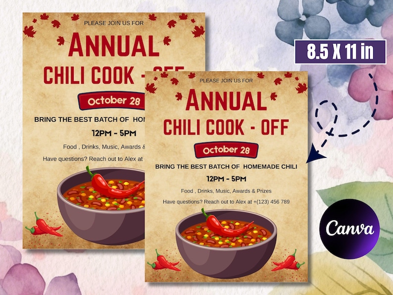 Fall Chili Cookoff Fundraiser Flyer Template: Editable School PTA PTO ...