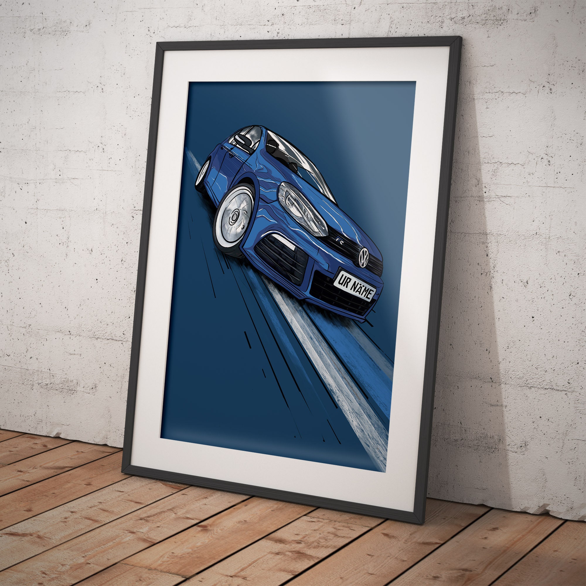 VW Golf R Personalised With Your Number Plate!, Car Wall Art, High ...