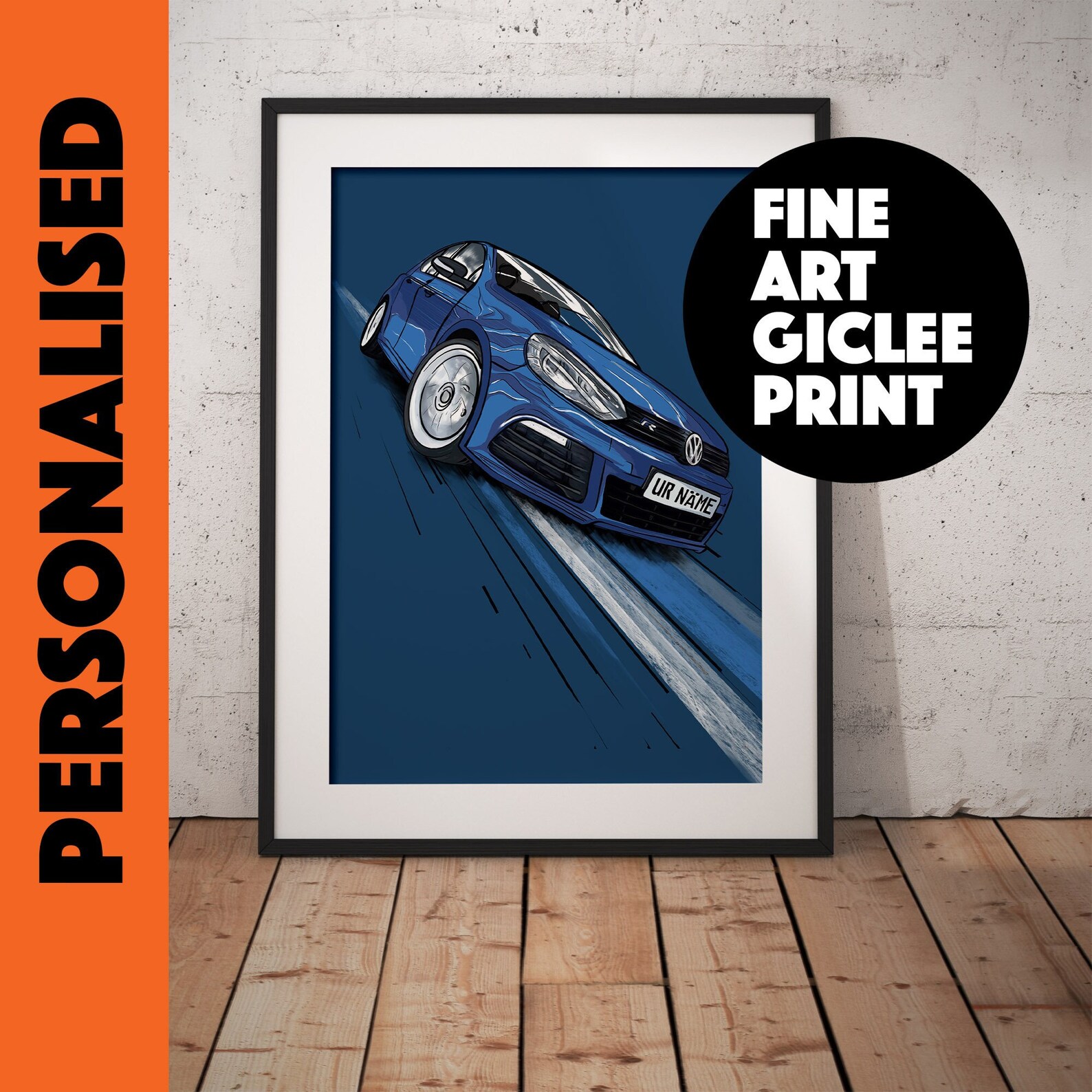 VW Golf R Personalised With Your Number Plate!, Car Wall Art, High ...