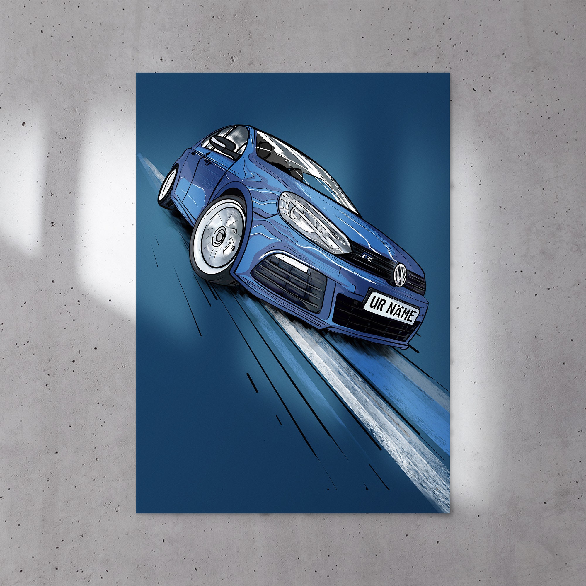 VW Golf R Personalised With Your Number Plate!, Car Wall Art, High ...