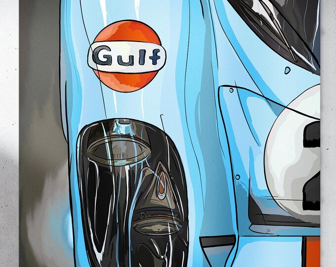 Porsche Gulf 917 Le Mans Racing Car, Wall Art, High Quality Giclée ...
