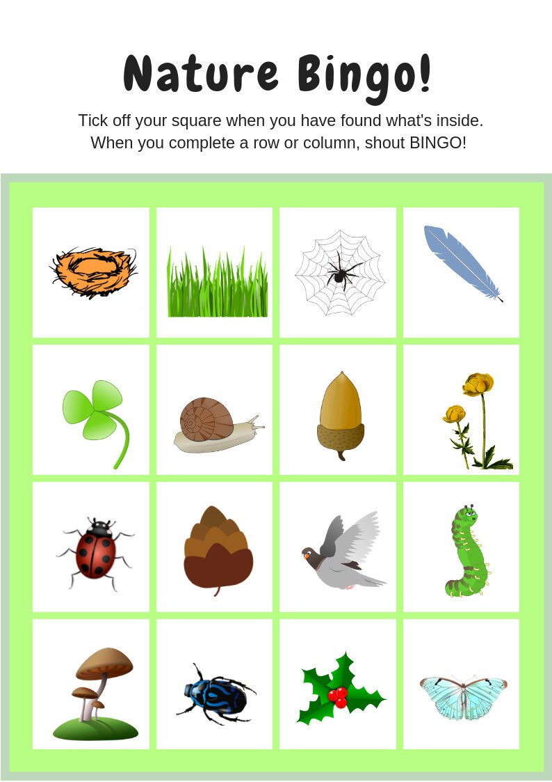 Nature and Scavenger Hunt Printable Worksheets X 28 - Etsy