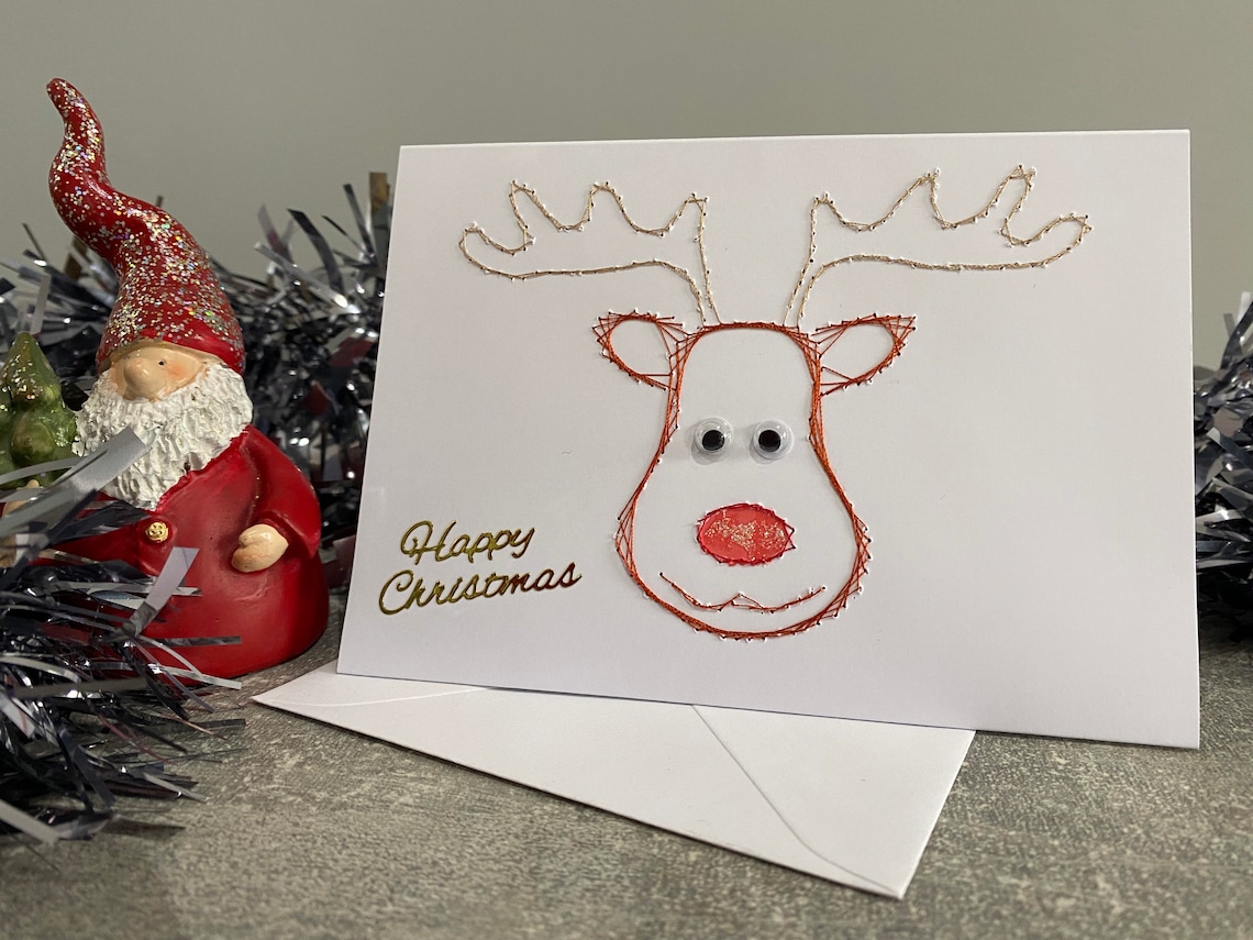 Handmade Rudolph Christmas Card , Red Nosed Reindeer Christmas Card ...