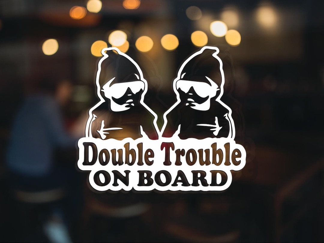 Double Trouble on Board Vinyl Decal Twins Baby Window Bumper Car ...