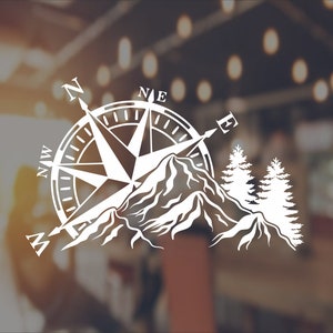 Compass Rose Mountain Vinyl Decal Sticker Wall Bumper Decal - Etsy