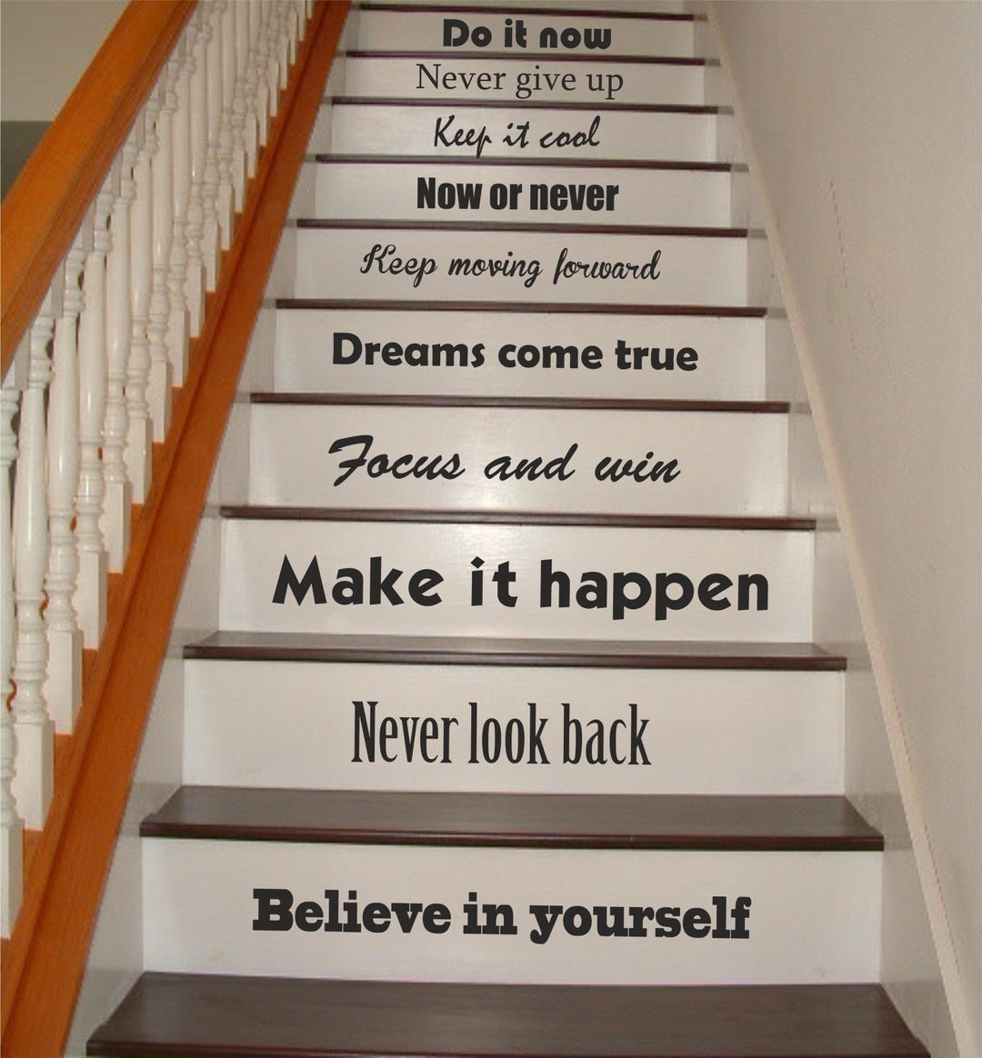 Inspirational Stair Decals Stickers Wall Decals Inspiration Quotes - Etsy