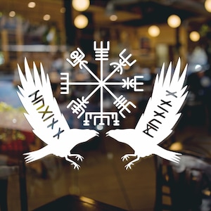 Huginn & Muninn Vegvisir Vinyl Decal Sticker Wall Bumper Viking Thor ...