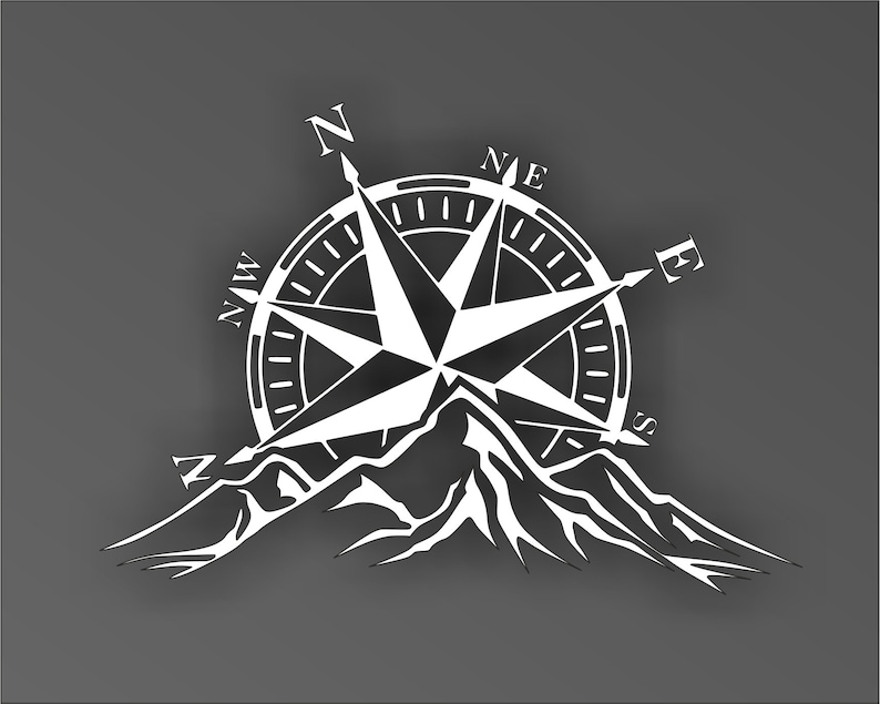 Compass Rose Mountain Vinyl Decal Sticker Wall Bumper Decal | Etsy