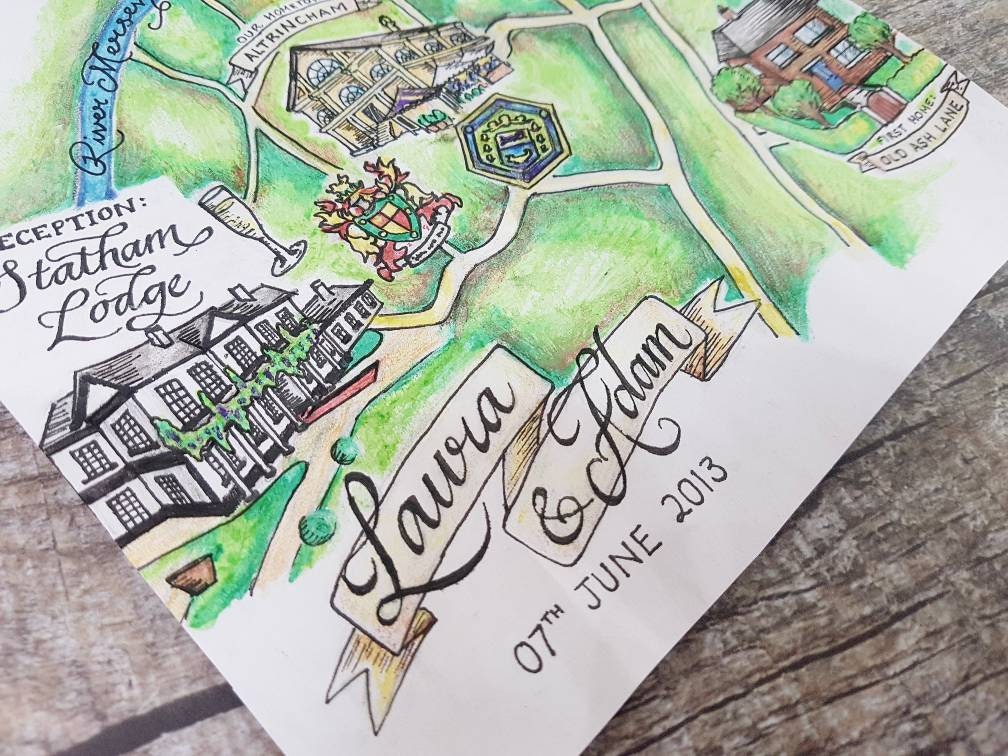 Custom Wedding Map Illustrated With Venue Drawings - Etsy