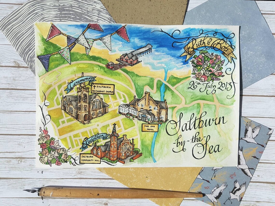 Custom Wedding Map Illustrated With Venue Drawings - Etsy