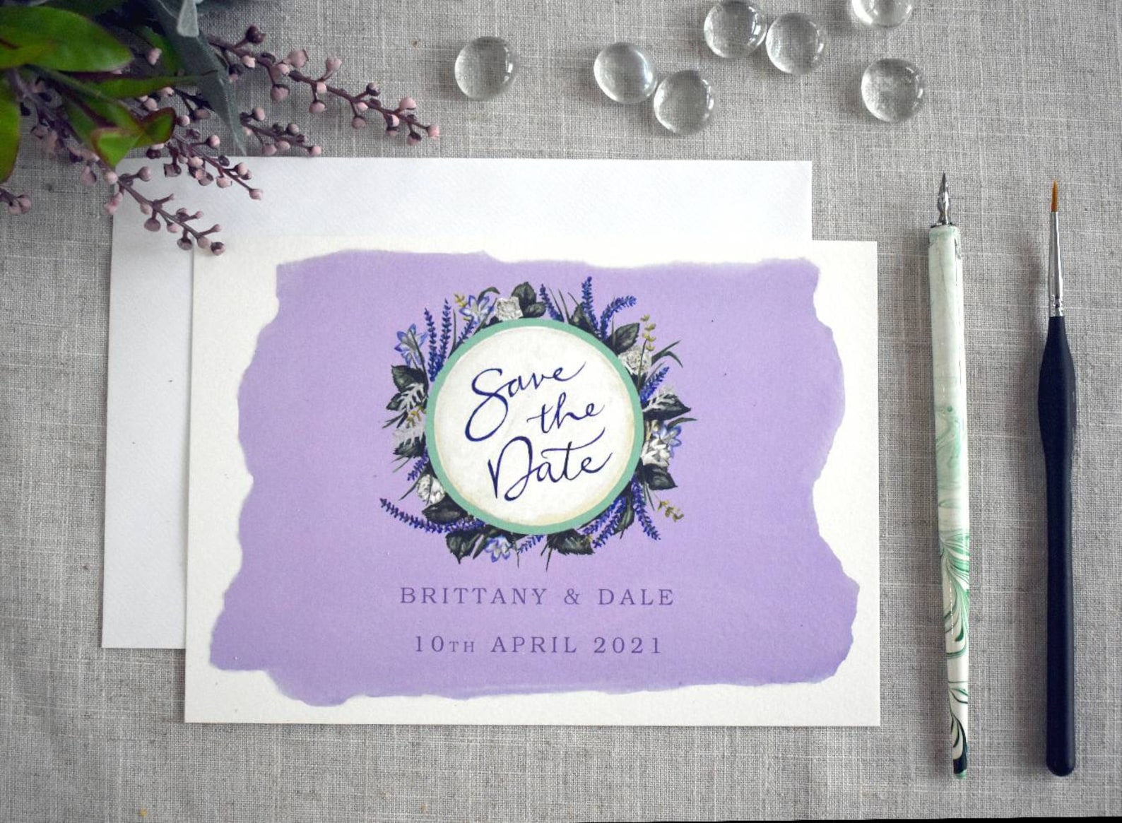 Custom Save the Date, Bespoke Stationery Design, Lilac & Lavender ...